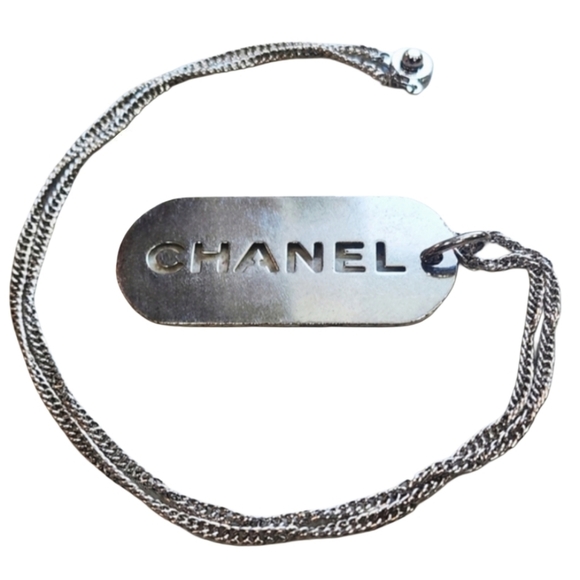 CHANEL | Jewelry | Authentic Chanel Silver Dog Tag On Stainless Steel ...